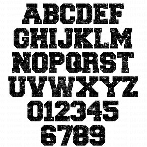 Varsity Block Font Grunge Font SVG, Letters + Numbers, School, Sports ...