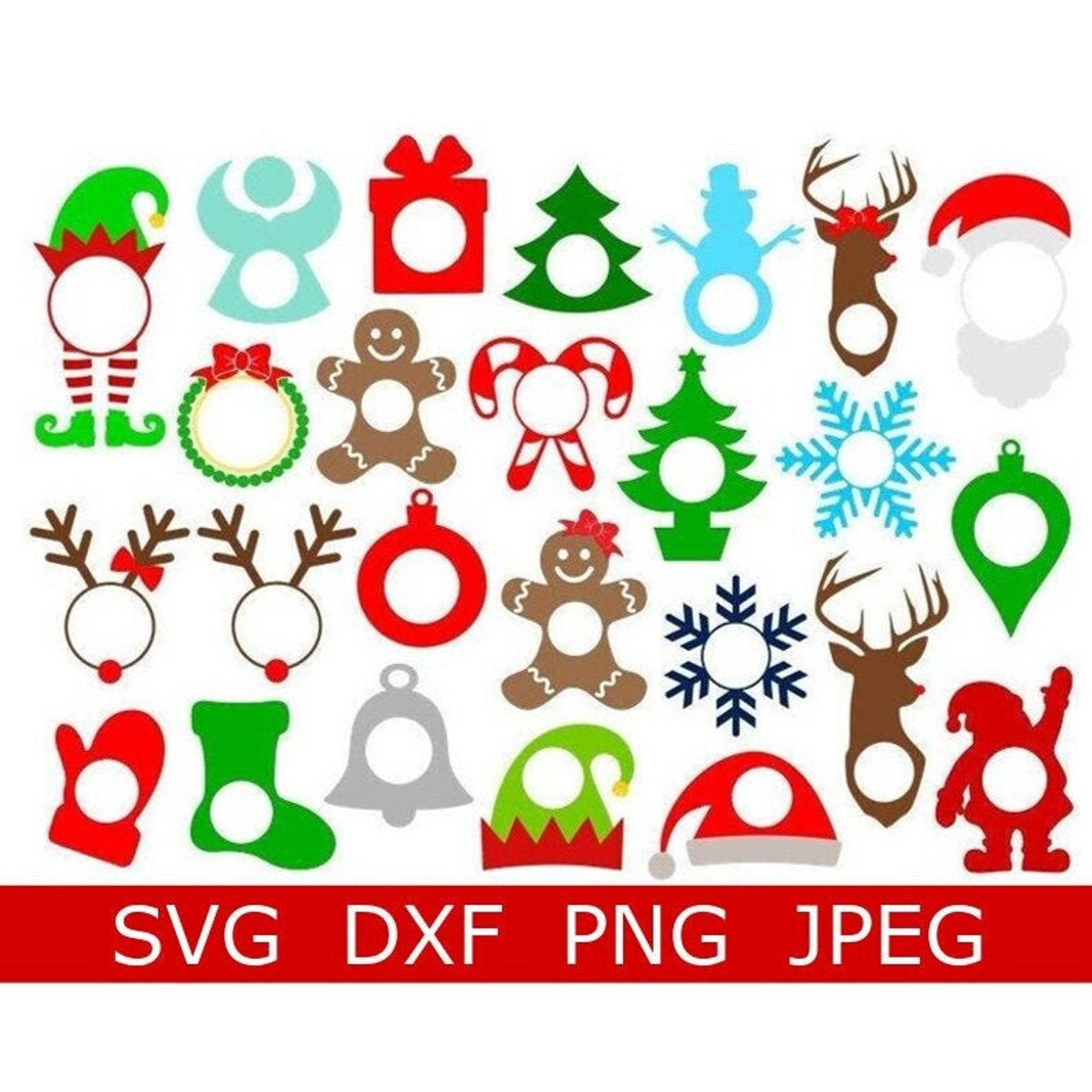 Christmas Monogram SVG Bundle Monogram Frames SVG Digital - Etsy