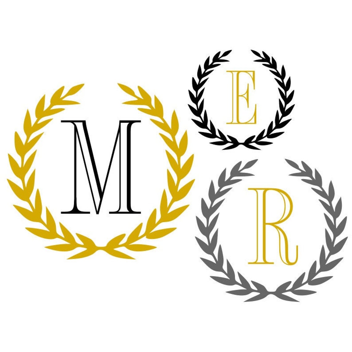 Monogram SVG/DXF/PNG Alphabet Laurel Engraved Alphabet | Etsy