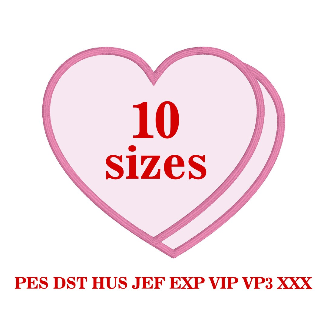 Candy Heart Applique Design, Heart MACHINE EMBROIDERY, Candy Heart ...