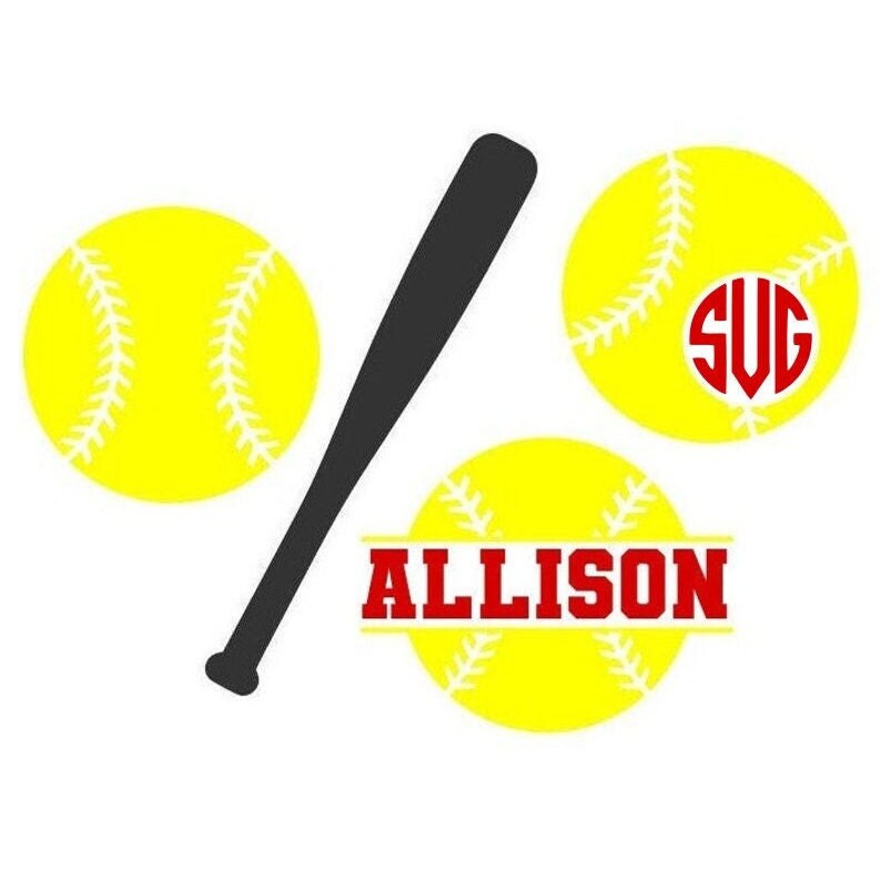 Softball SVG Frames Monogram Frame SVG Bat SVG Digital - Etsy