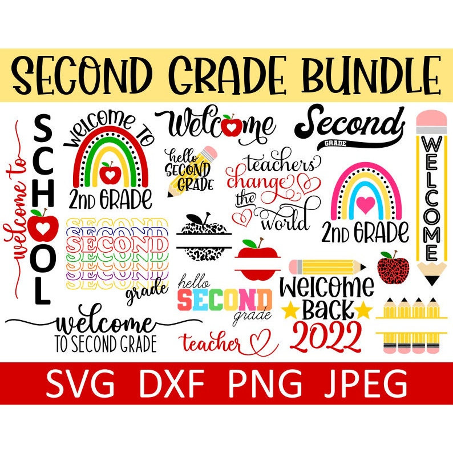 Second Grade SVG Bundle 2nd Grade SVG School Teacher SVG - Etsy