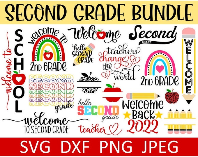 Second Grade SVG Bundle 2nd Grade SVG School Teacher SVG - Etsy