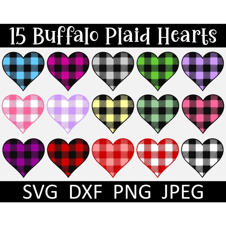 Buffalo Plaid Hearts SVG Bundle Check Heart PNG Digital - Etsy