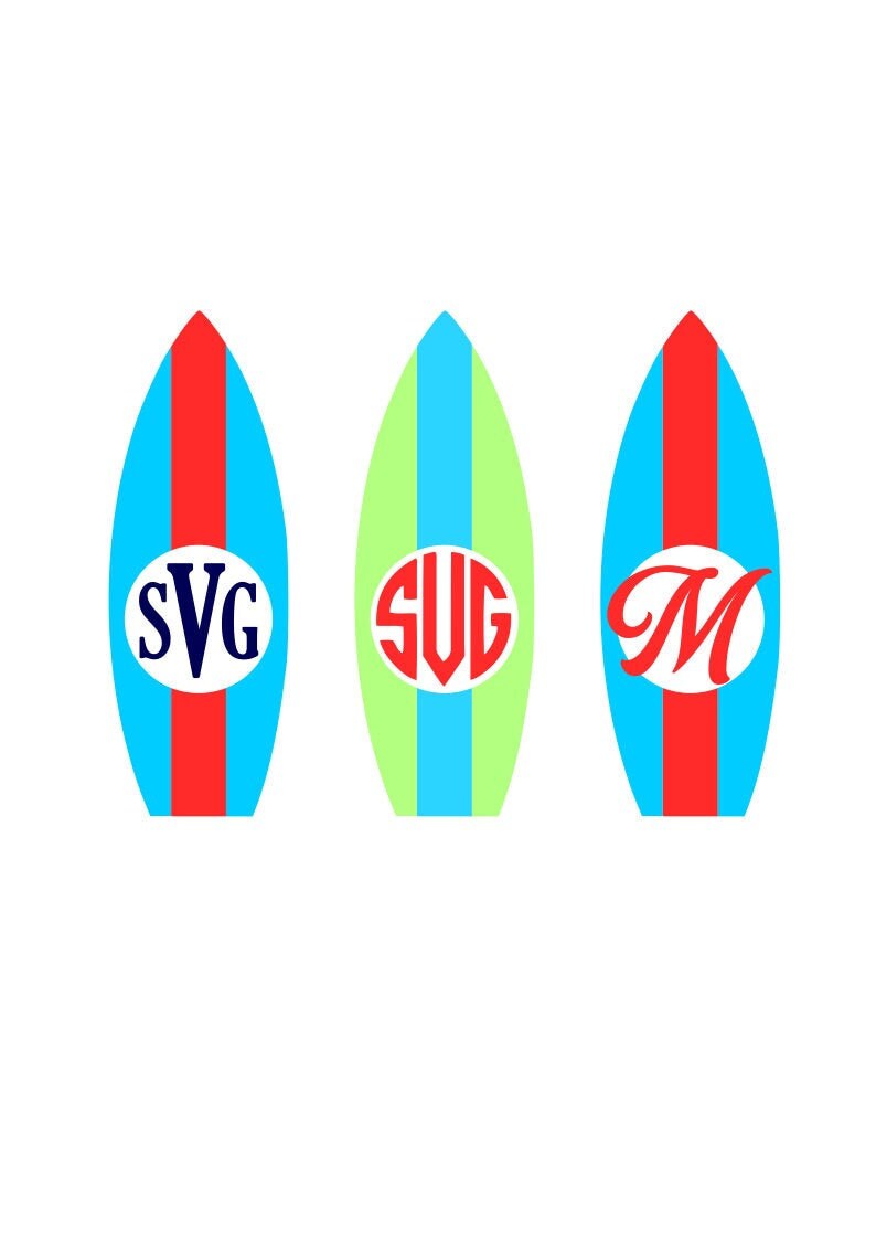 Surf Board SVG Beach SVG Surfing SVG Monogram Frame | Etsy