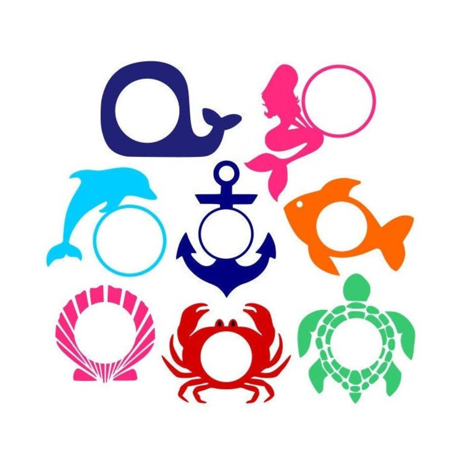 Ocean SVG Bundle Ocean Monogram Frames SVG Beach SVG | Etsy