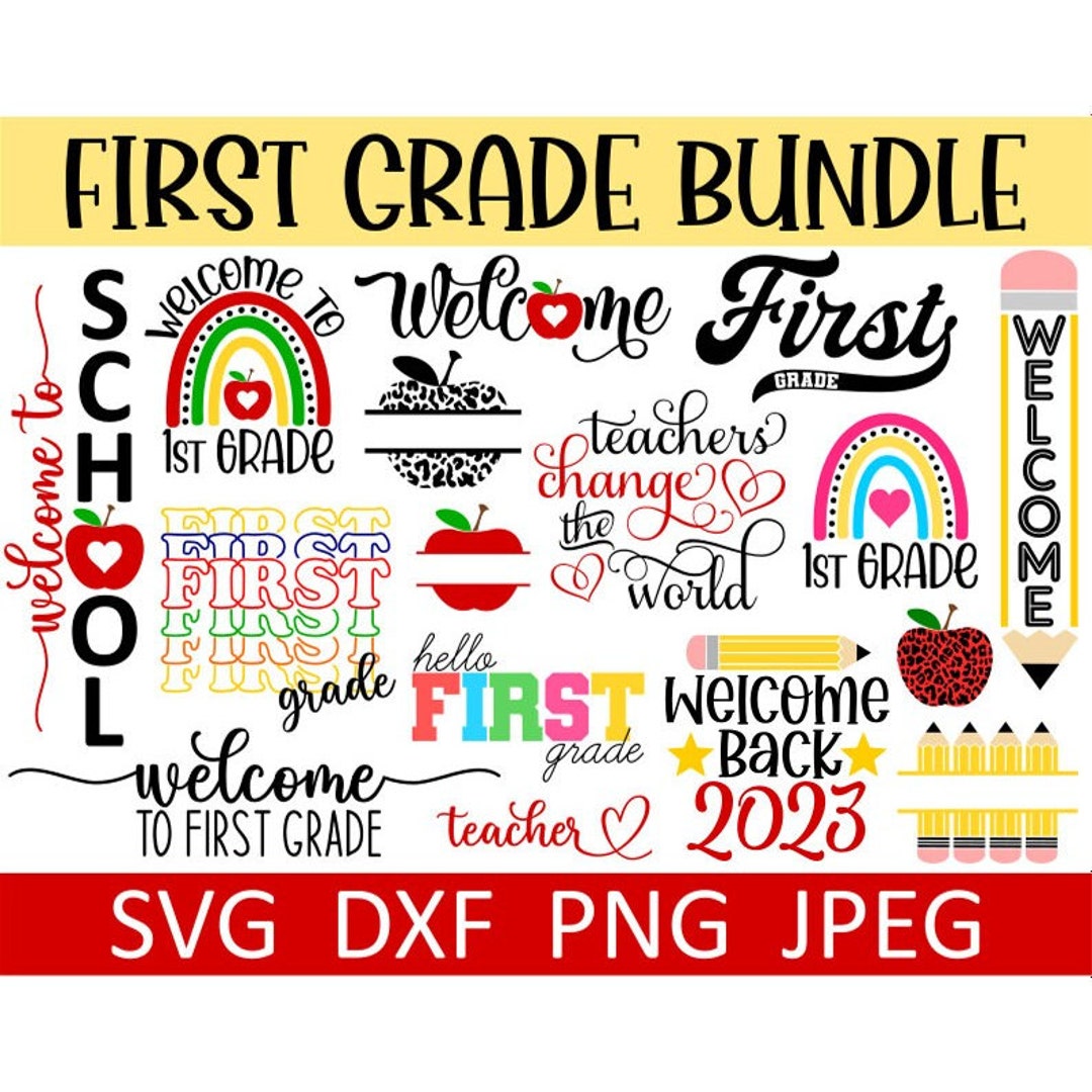 First Grade SVG Bundle, 1st Grade SVG, School Teacher SVG, Digital ...