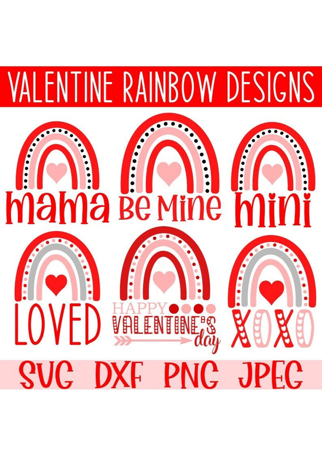 Happy Valentines Day Rainbow SVG, Heart Rainbow SVG, Digital Download ...