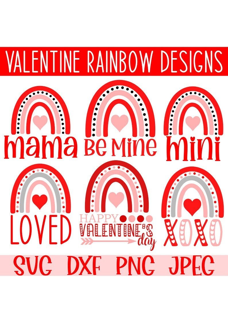 Happy Valentines Day Rainbow SVG Heart Rainbow SVG Digital | Etsy