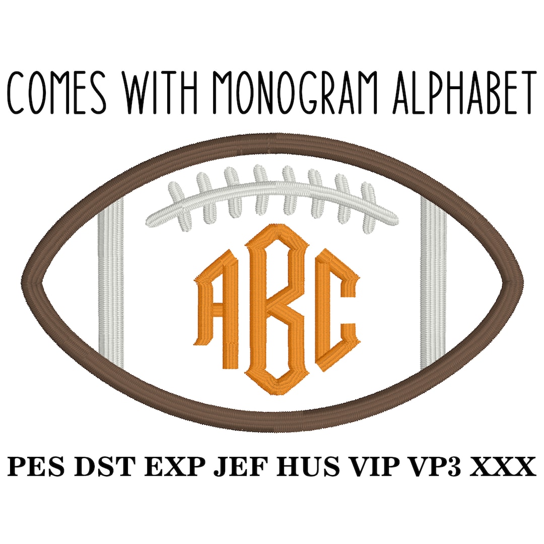 Football Embroidery Monogram, MACHINE EMBROIDERY, Monogram Alphabet ...