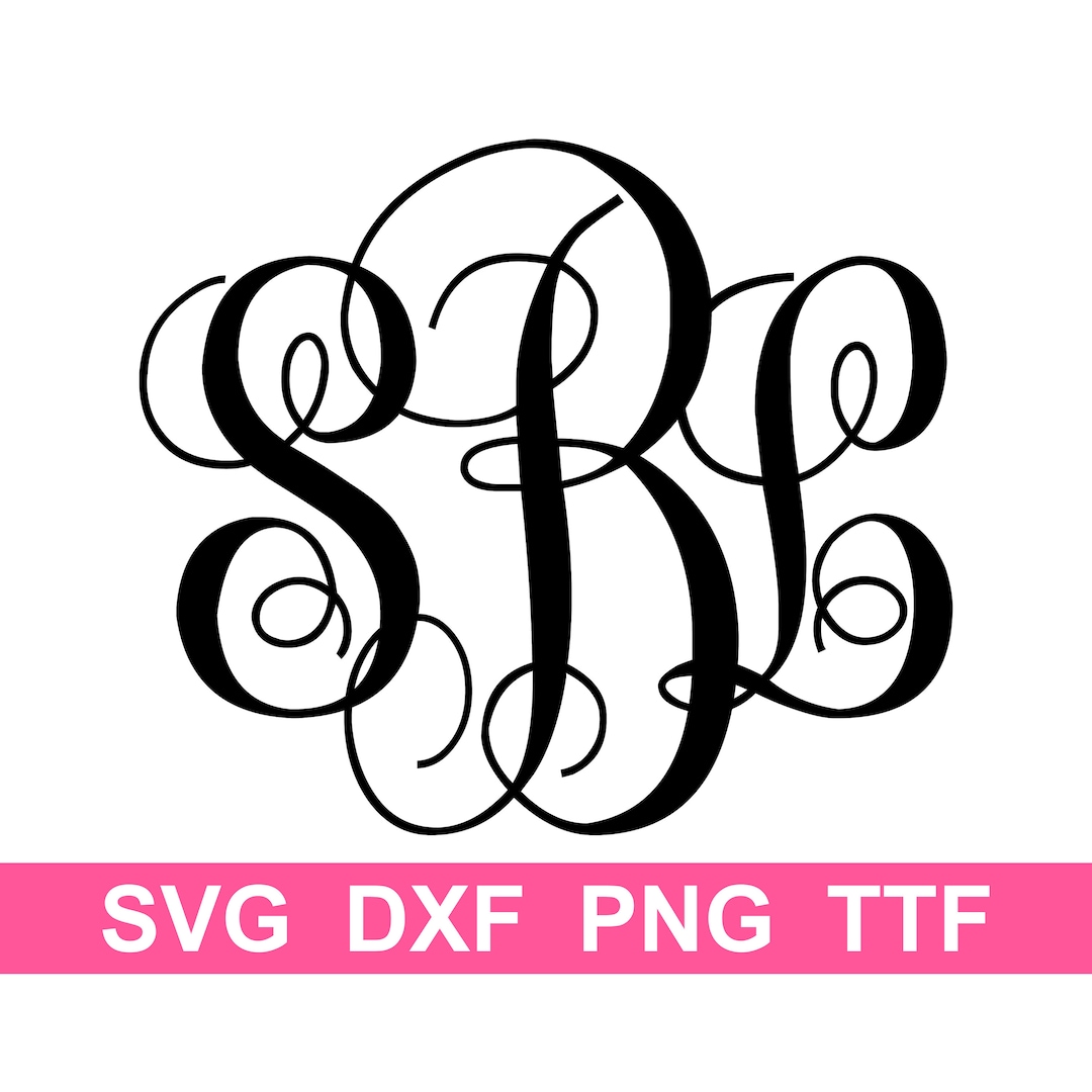 Fancy Monogram SVG/PNG Font: Cut Files, TTF Alphabet (digital Download ...