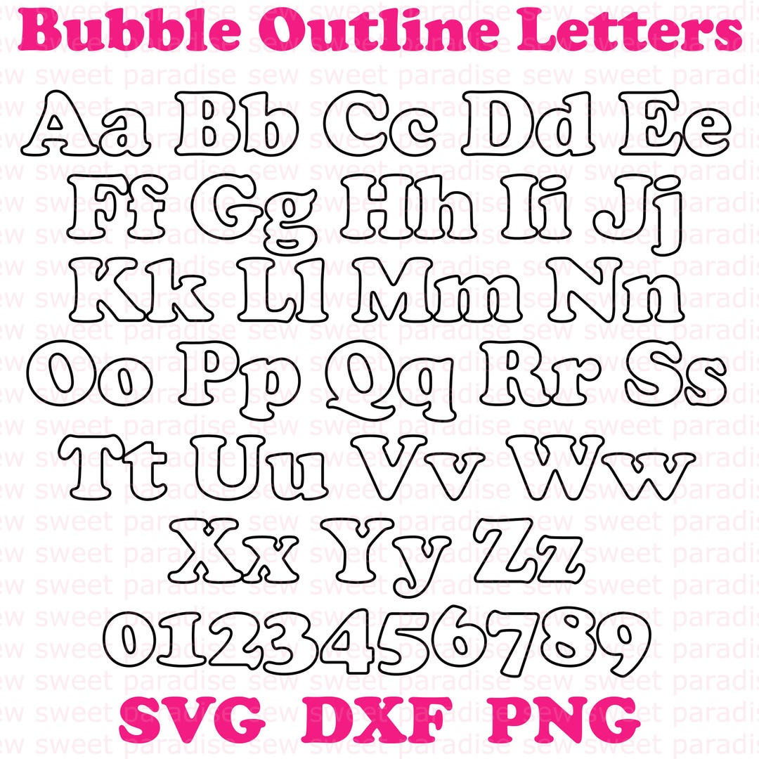 Outline Bubble Letters SVG/PNG Alphabet, School Letters, Instant ...