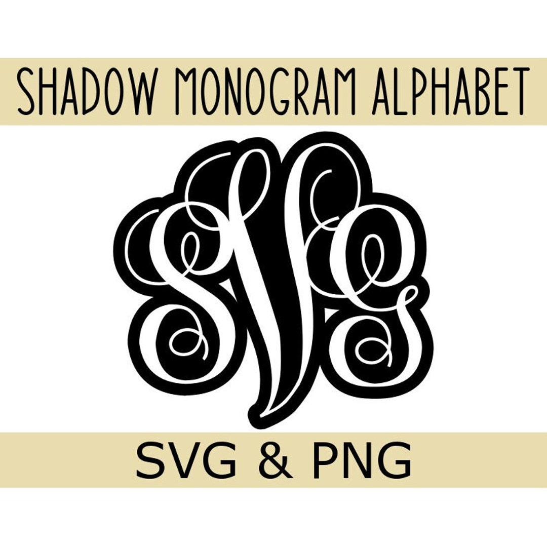 Monogram SVG + PNG Alphabet: Interlocking Fancy Shadow Monogram ...