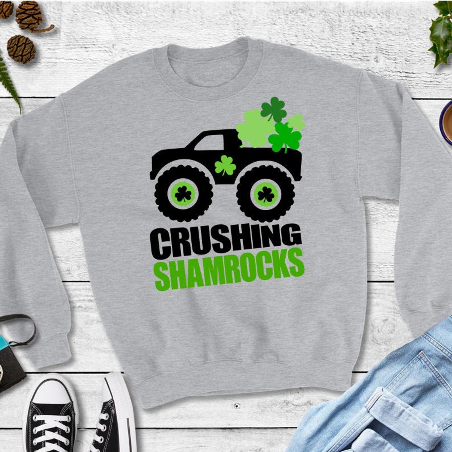 Shamrock Crusher Monster Truck SVG St Patrick's Day - Etsy