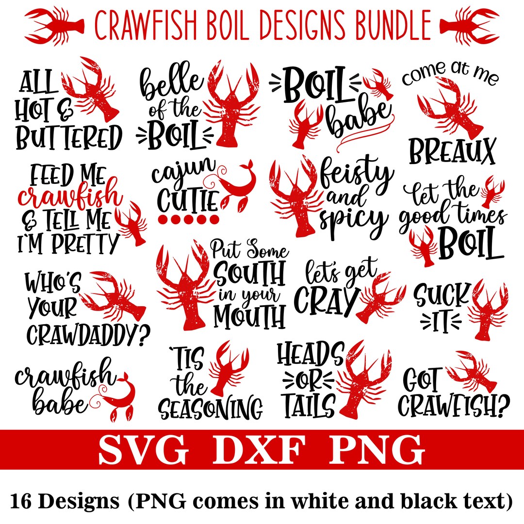 Crawfish SVG/PNG Bundle, Crawfish Boil SVG, Summer, Instant Download ...