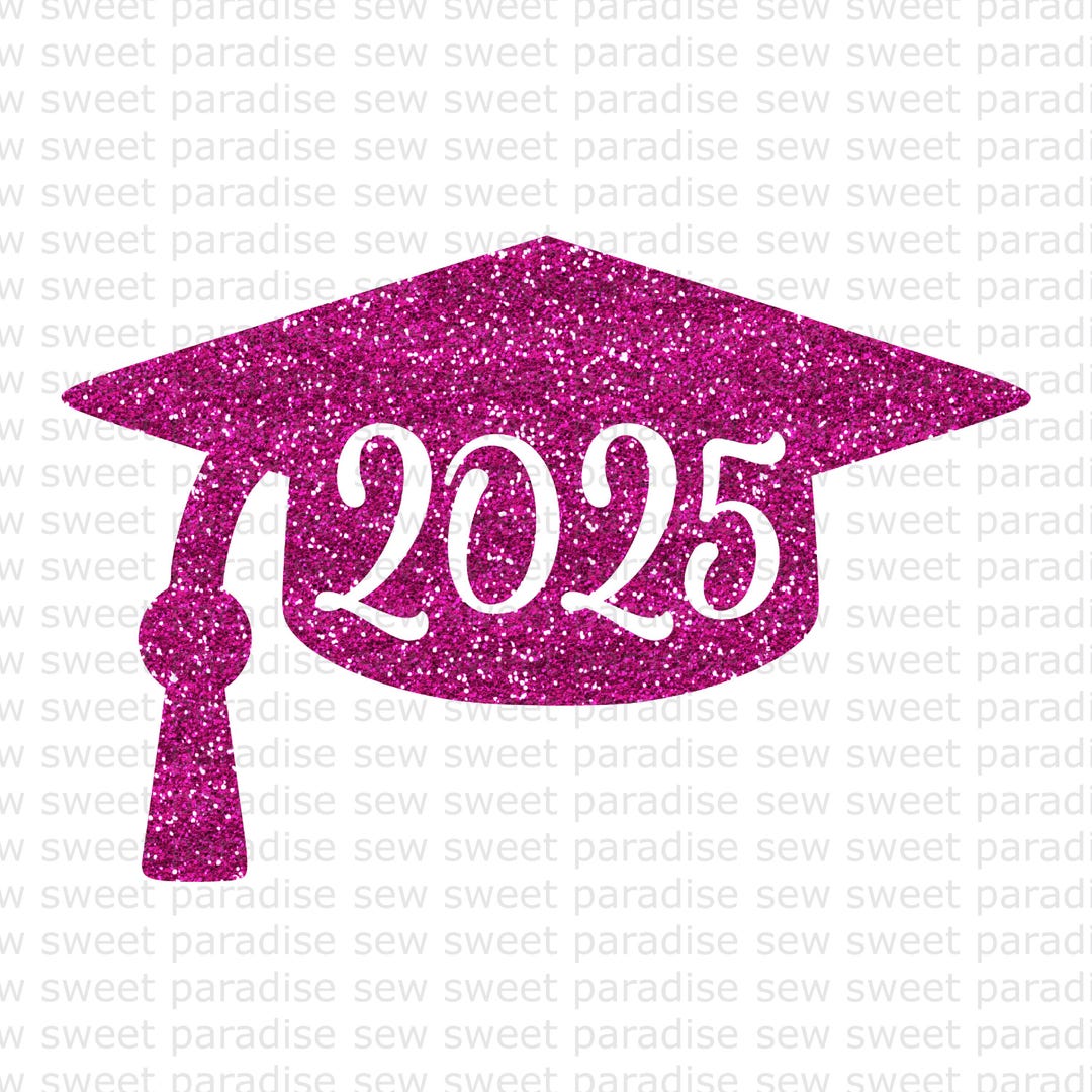 Grad Cap 2025 PNG Design, Hot Pink Glitter, Graduation 2025 PNG Design ...