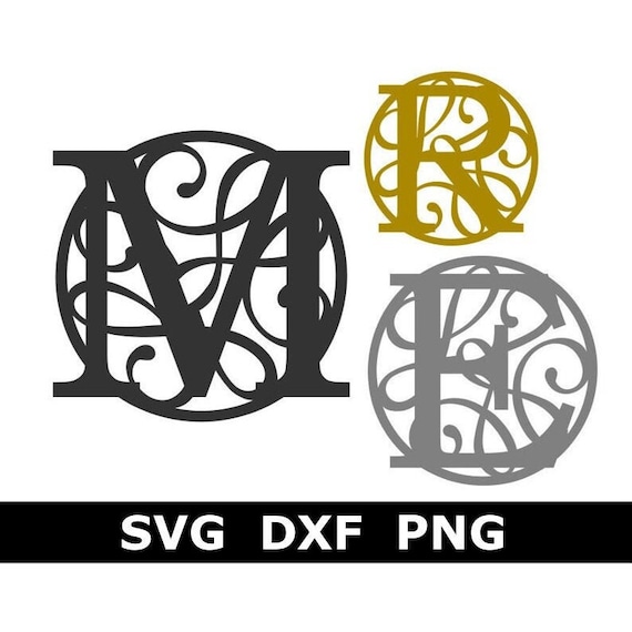 Monogram SVG/DXF/PNG Flourish Circle Letters Digital - Etsy