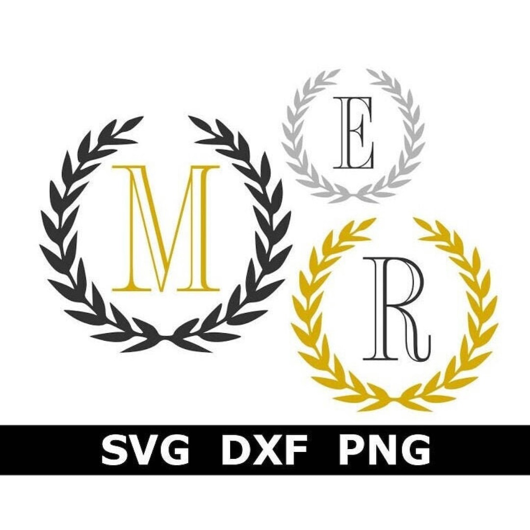 Monogram SVG/DXF/PNG Alphabet, Laurel Engraved Alphabet, Digital ...