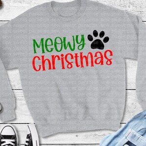Meowy Christmas SVG, Christmas Cat SVG, Santa Paws SVG, Digital ...