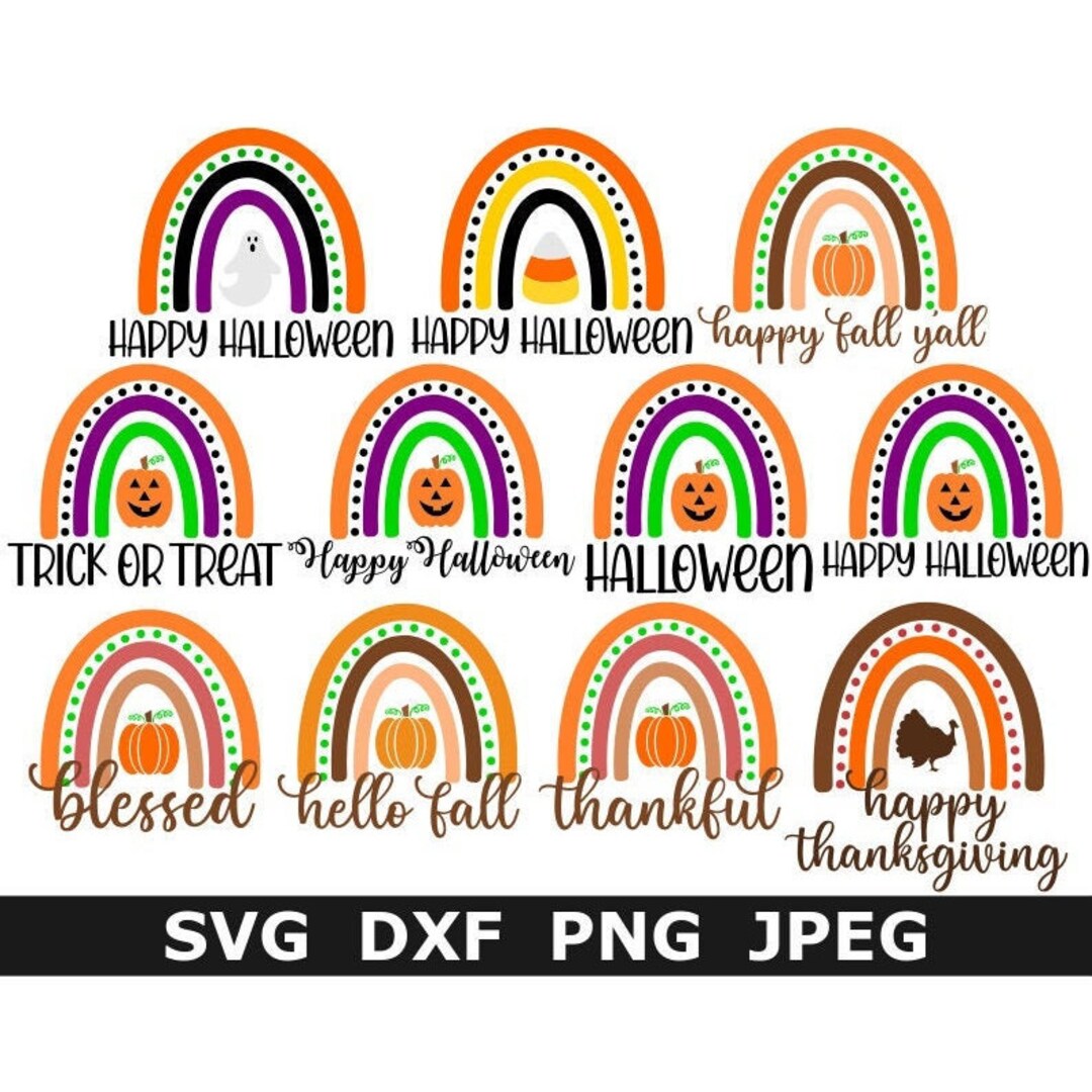 Fall Rainbows SVG Bundle Halloween Rainbow SVG Thanksgiving - Etsy Canada