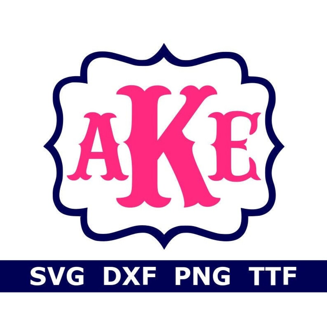 Monogram SVG TTF Alphabet, Fishtail Font Scalloped Frame, Instant ...