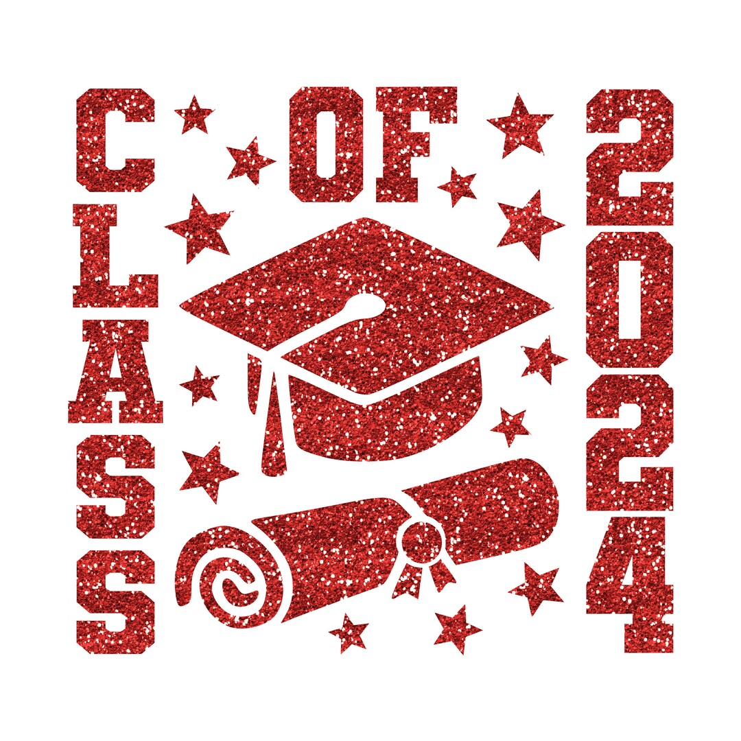 Classe de 2024 PNG Design, Grad Cap 2024 PNG Design, Glitter Vermelho ...