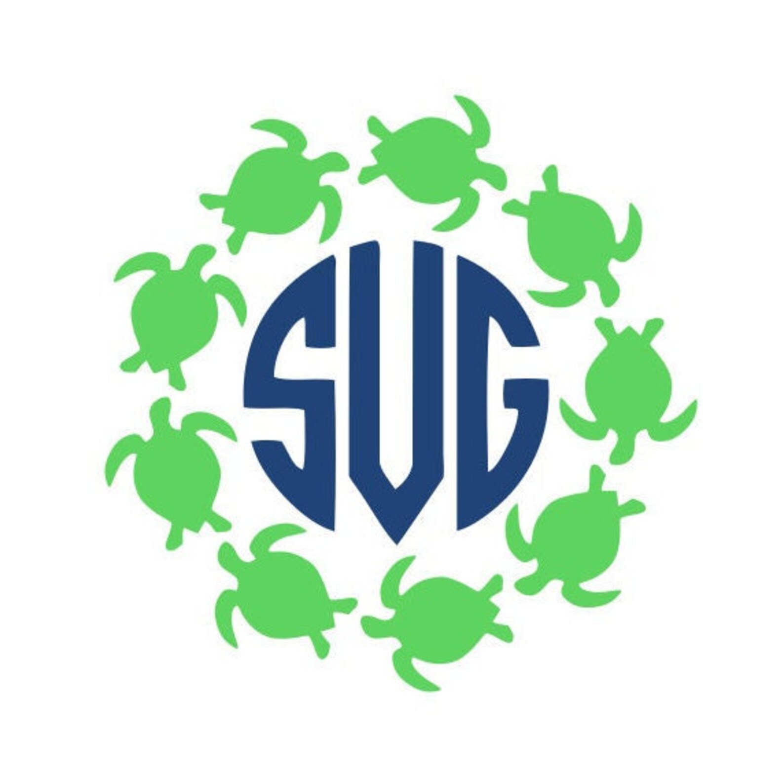 Sea Turtle SVG Beach SVG Turtle Monogram Frame Summer - Etsy