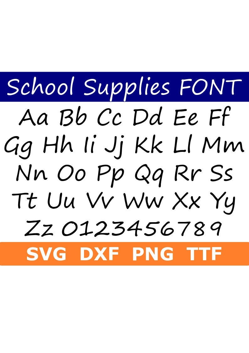 School Supplies Font SVG TTF School Label Letters School | Etsy