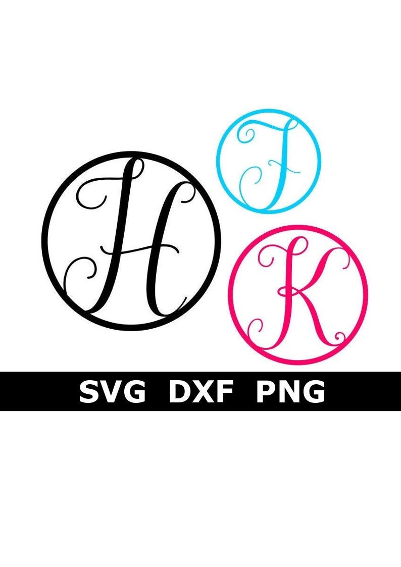 Monogram SVG/DXF/PNG Keychain Script Circle Alphabet Digital - Etsy