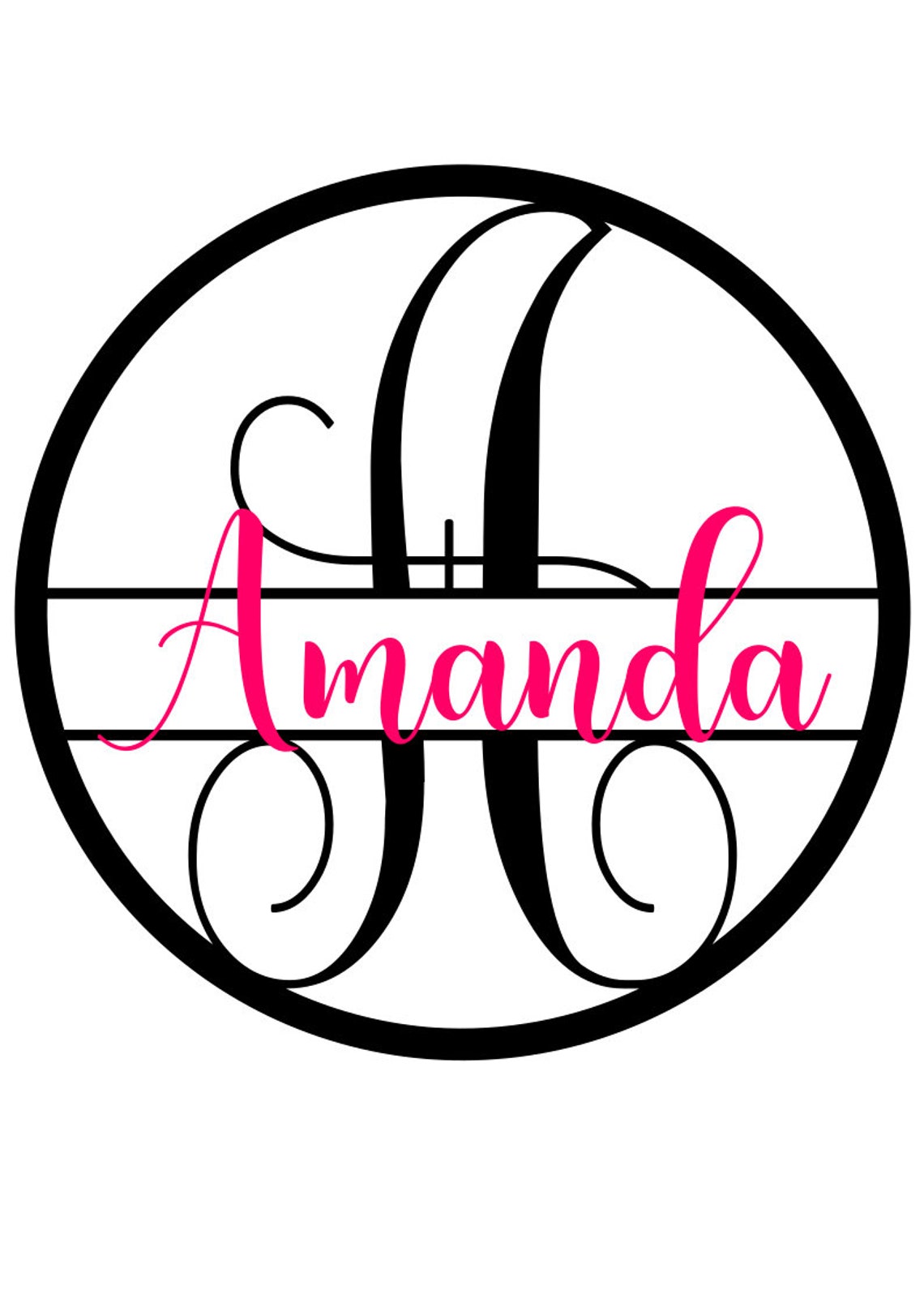 Split Monogram SVG/DXF/PNG Keychain Script Circle Alphabet | Etsy