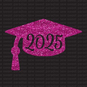 Grad Cap 2025 PNG Design, Hot Pink Glitter, Graduation 2025 PNG Design ...