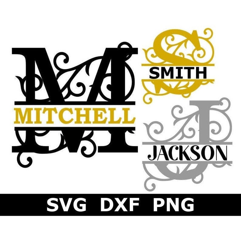 Clip Art 26 Individual Svg Png Dxf Cut Files PNG Split Monogram ...