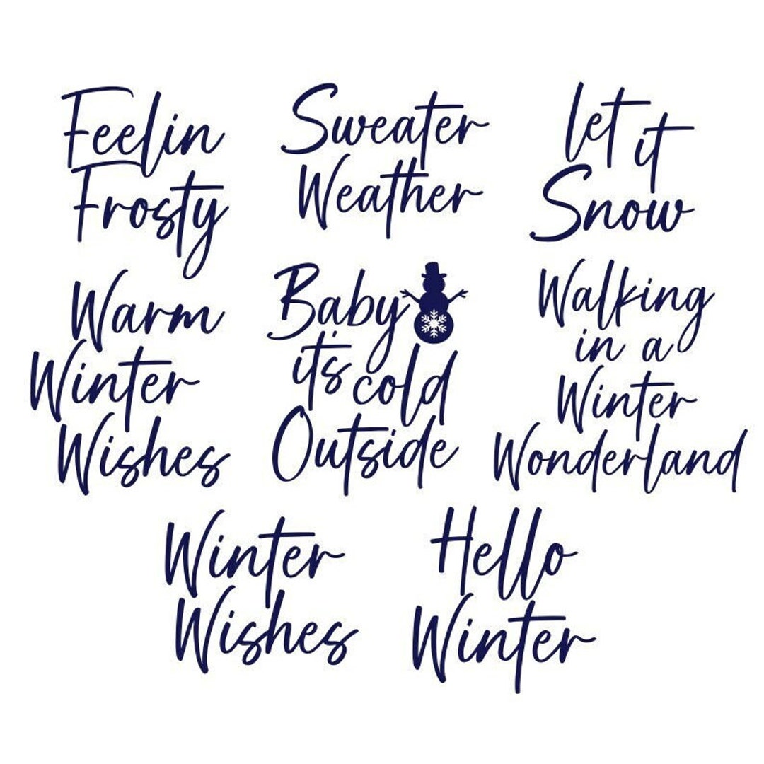 Winter Words SVG/PNG Bundle, Let It Snow SVG, Handwritten, Digital ...