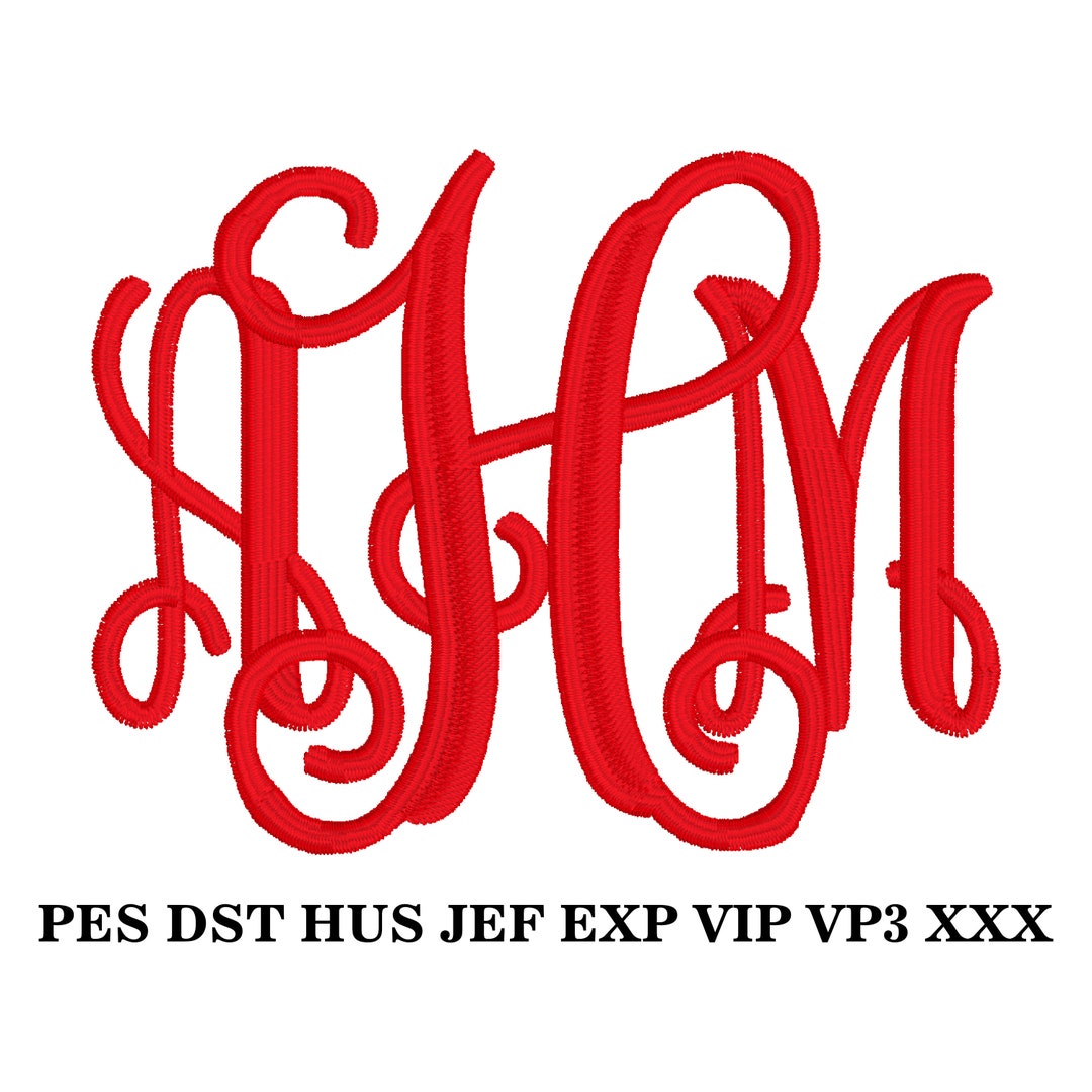 Embroidery Interlocking Monogram, MACHINE EMBROIDERY, Fancy Monogram ...