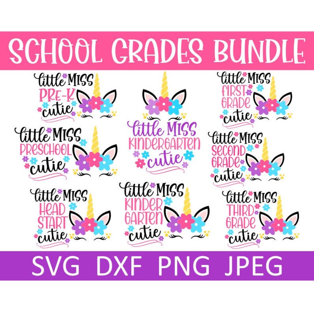 School Unicorn SVG Bundle, First Day of Sco Unicorn Cutie SVG, Pre-k ...