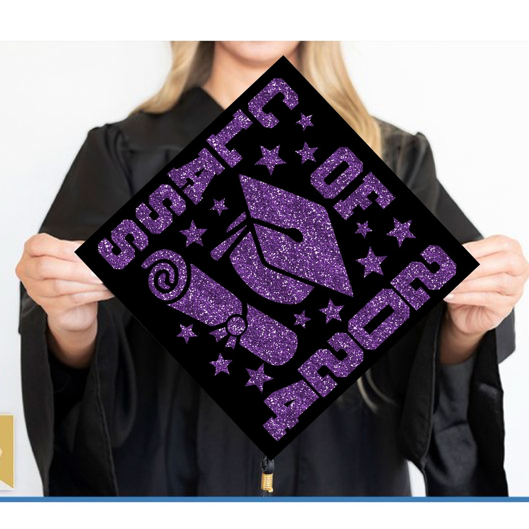 Class of 2024 PNG Design, Grad Cap 2024 PNG Design, Purple Glitter ...