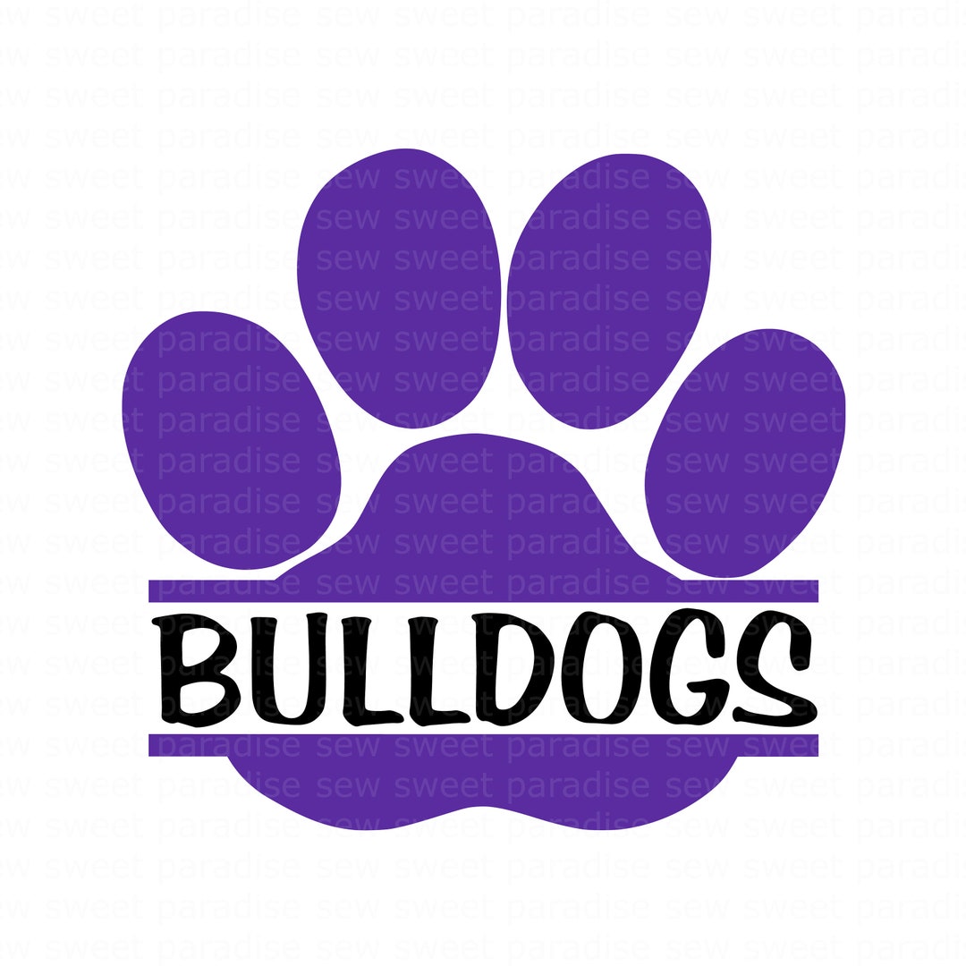 Bulldogs Paw Print SVG, PNG Name Frame SVG, School Mascot, Digital ...
