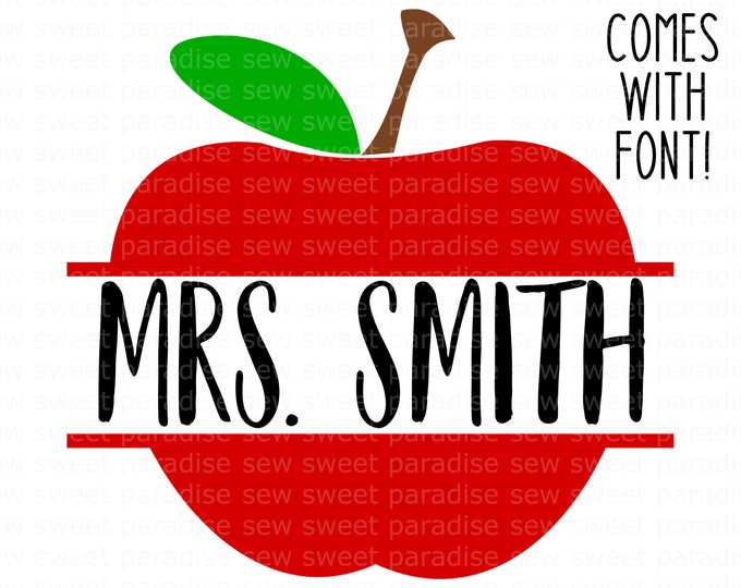 Polka Dot Apple - Split Monogram, Back to School, Name Frame - Instant ...