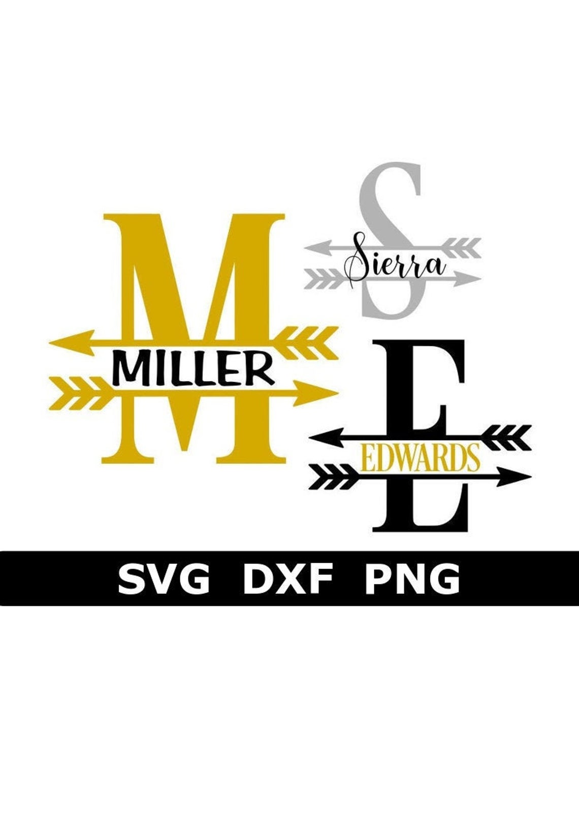 Split Monogram SVG/DXF/PNG Split Arrows Frame Alphabet - Etsy