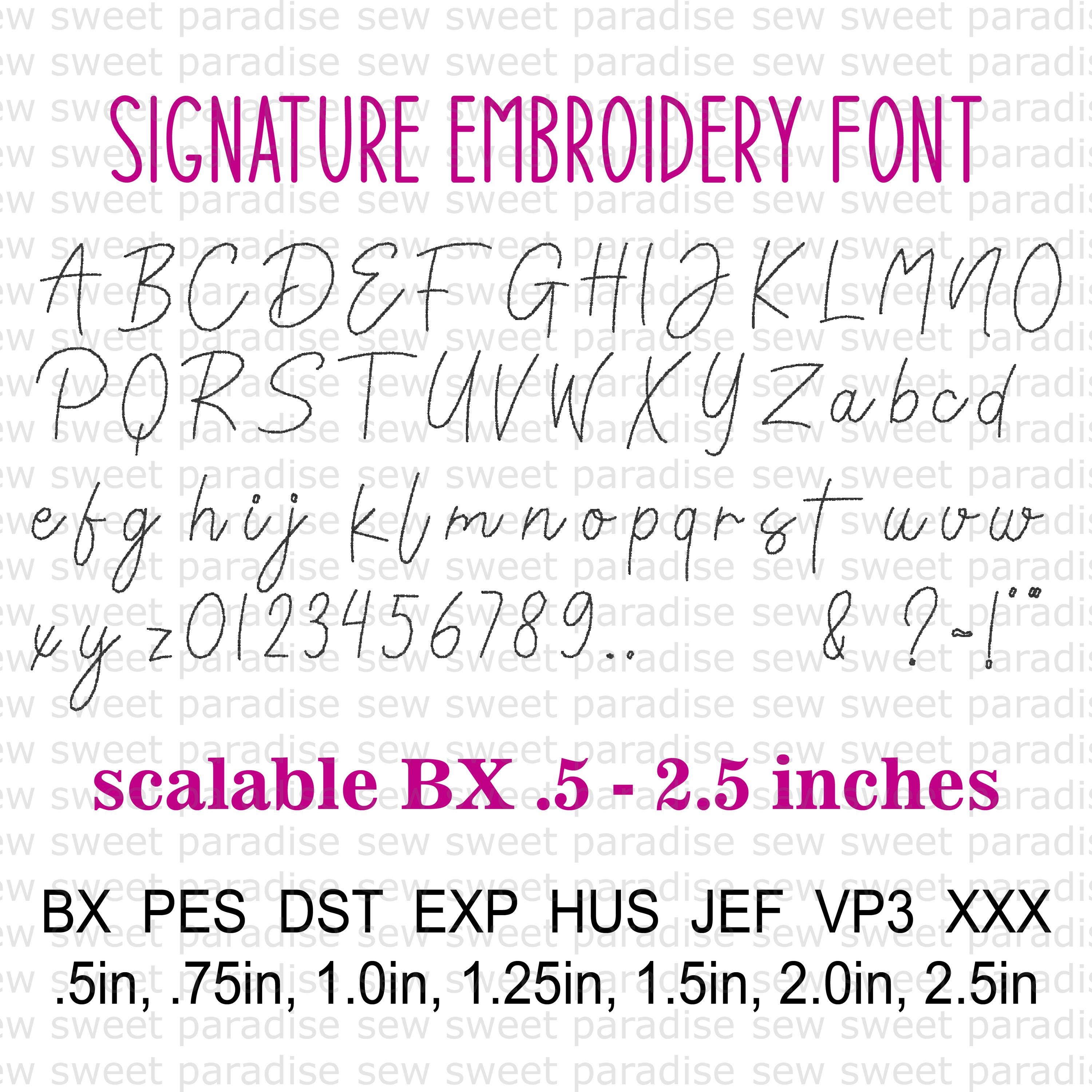 Cursive Bean Stitch Embroidery Font: Scalable BX .5-2.5 Inch, PES + 7 ...