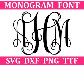 Monogram SVG TTF Alphabet, Fancy Font Circle Frame/bow, Instant ...