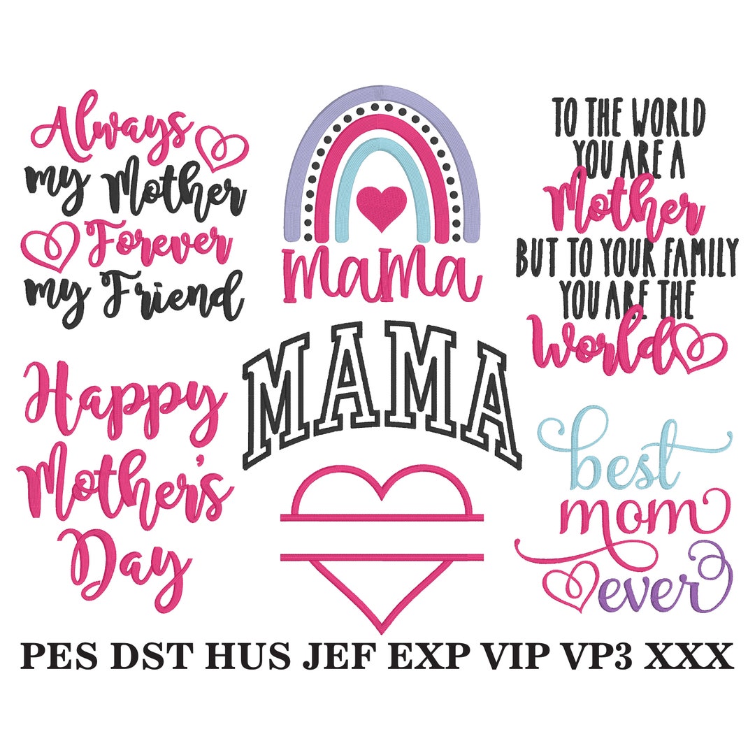 Mother's Day Embroidery Designs, MACHINE EMBROIDERY, 7 Designs, Mama ...