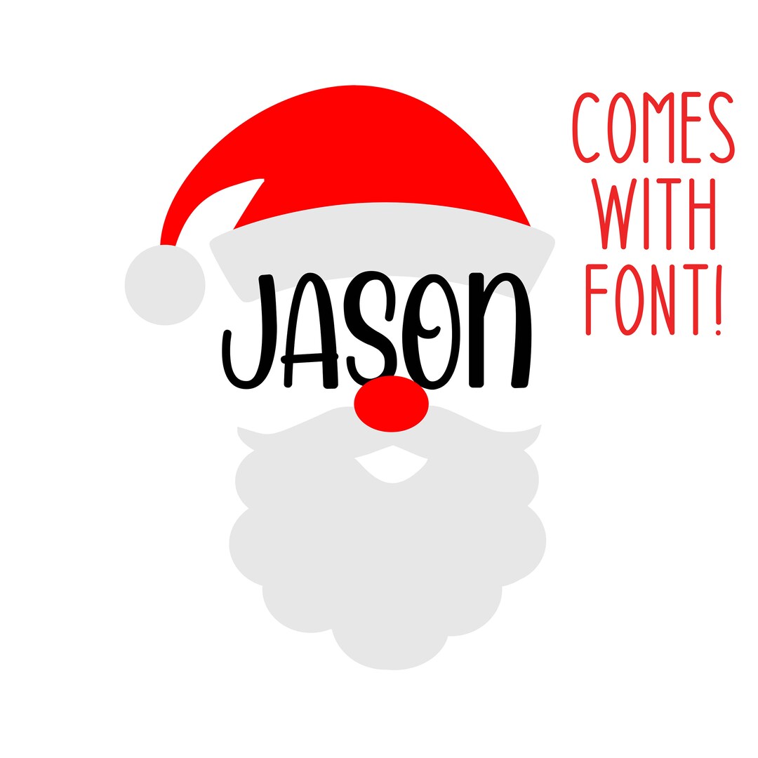 Santa SVG, Santa Split Name Frame, Christmas SVG TTF Name Font, Digital ...