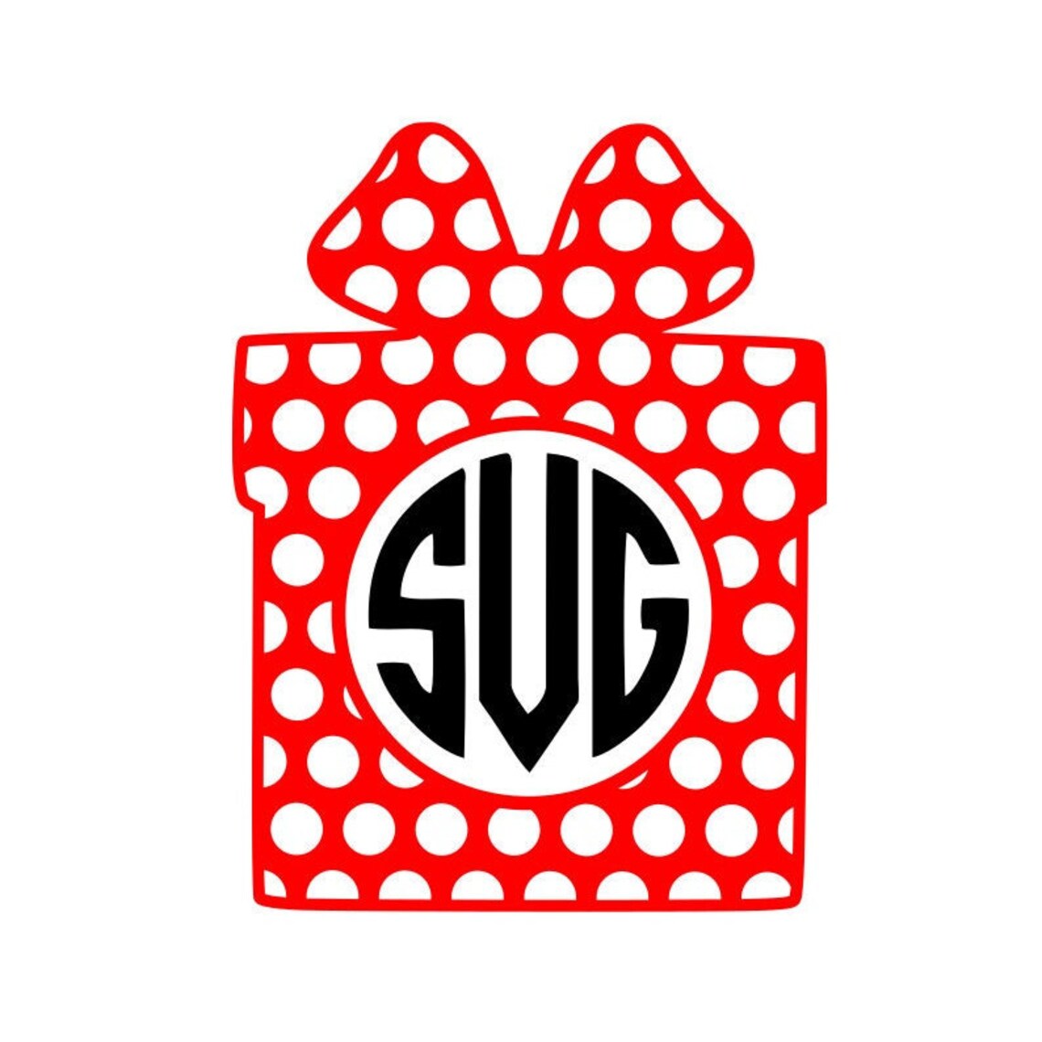 Present Monogram Frame SVG Christmas Monogram SVG Digital - Etsy