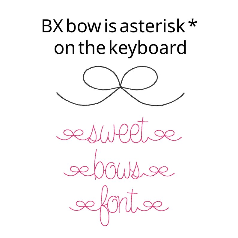 Coquette Bow BX Embroidery Font: Bean Stitch Cursive Scalable BX Font 1 ...
