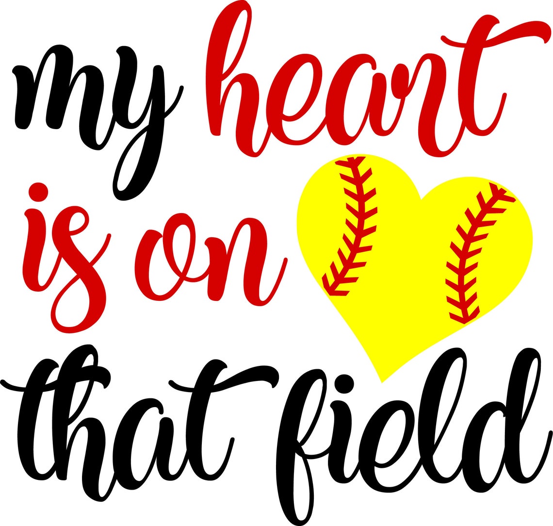 Softball SVG My Heart is on That Field SVG Digital - Etsy