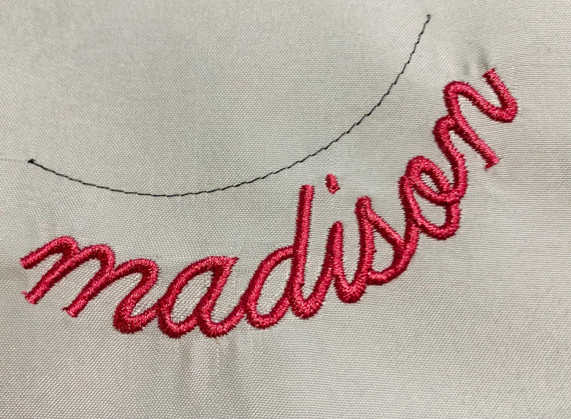 Satin Stitch Cursive Embroidery Font, Neckline Font, Scalable BX Font 1 ...