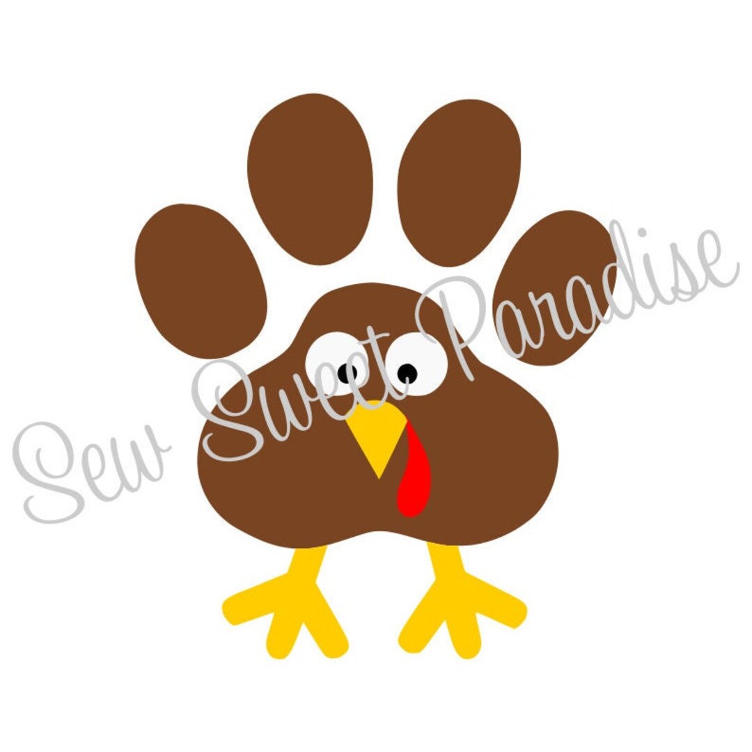 Turkey Paw Print SVG, Thanksgiving Dog SVG, Dog Bandana SVG, Turkey ...