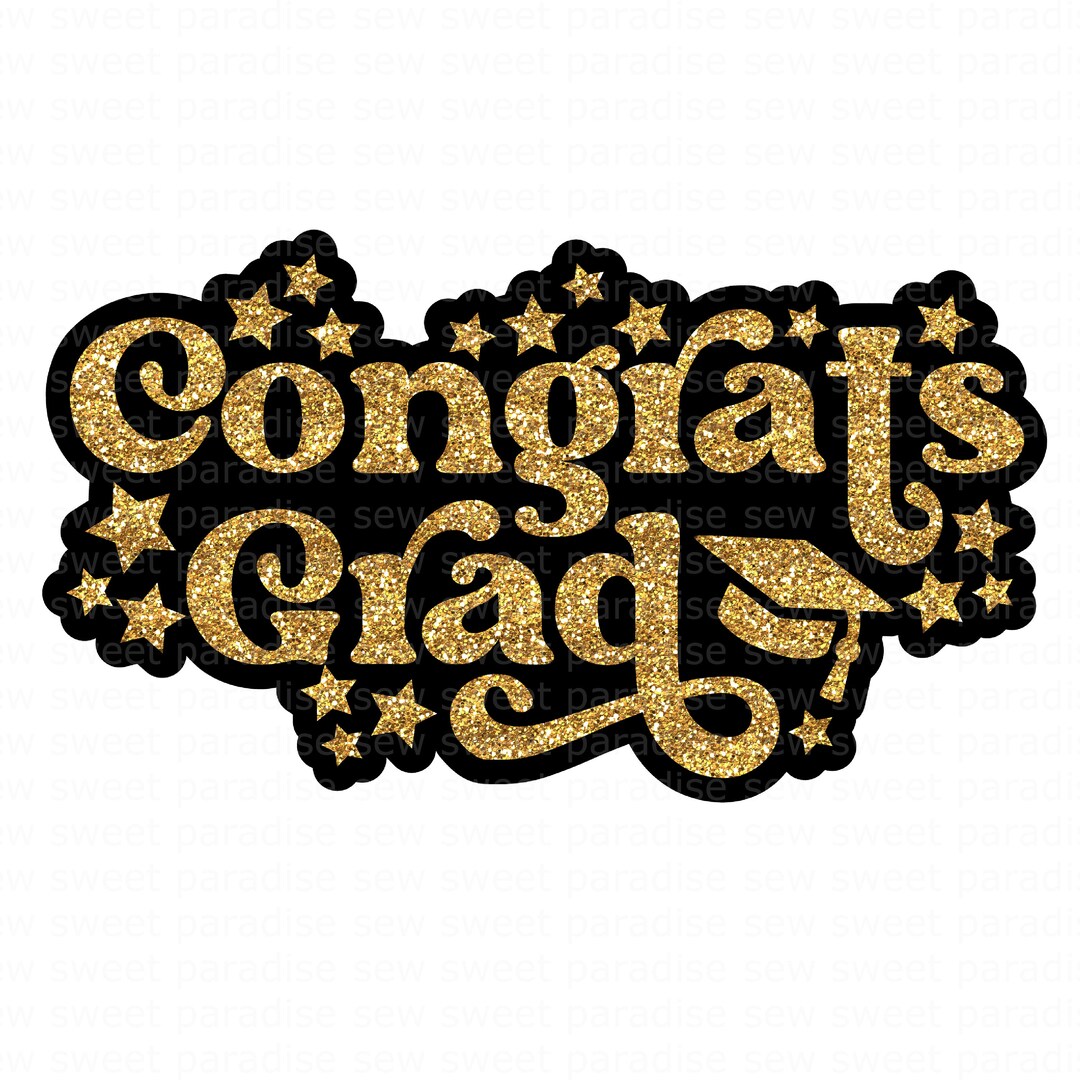 Congrats Grad PNG Design, Graduation Cake Topper PNG Design, Gold ...