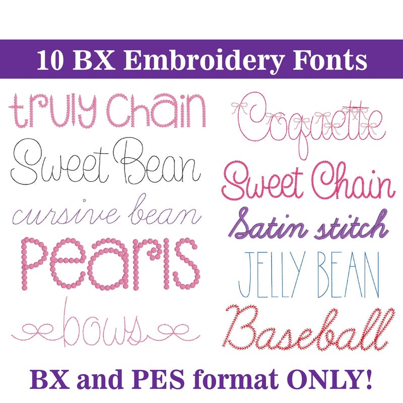 Girly Embroidery Fonts Bx - Etsy